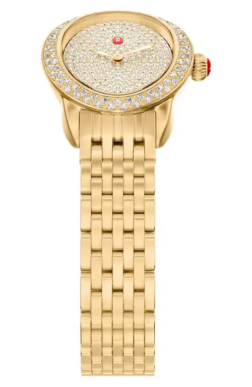 Michele Serein Oval Diamond Bracelet Watch - Gold