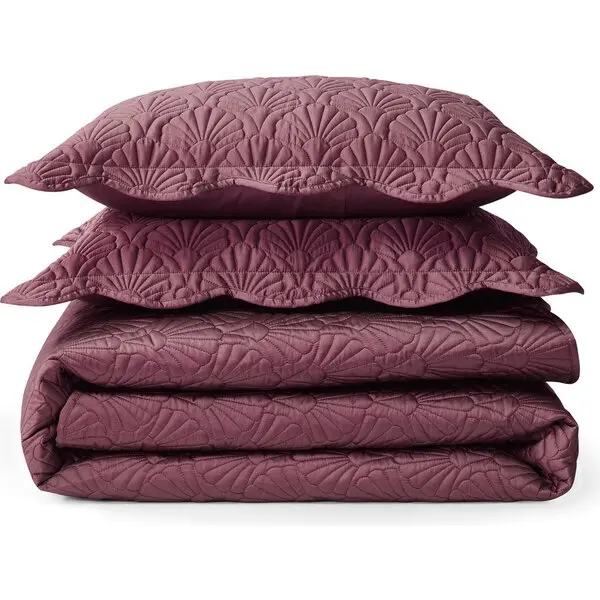 Ted Baker London Deco Shells Quilt & Shams Set - Berry Red