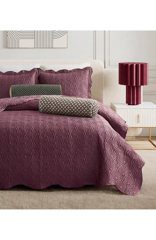 Ted Baker London Deco Shells Quilt & Shams Set - Berry Red