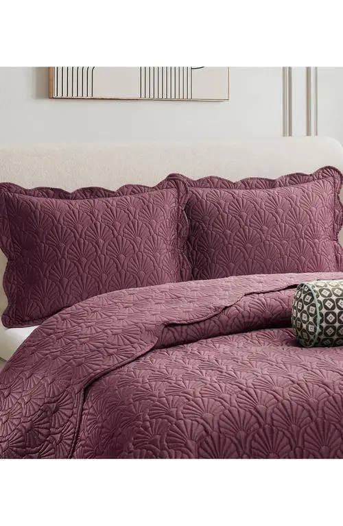 Ted Baker London Deco Shells Quilt & Shams Set - Berry Red