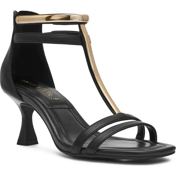 Anne Klein Juliet T-strap Sandals - Black Smooth