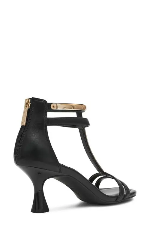 Anne Klein Juliet T-strap Sandals - Black Smooth