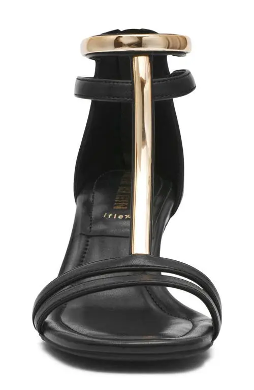 Anne Klein Juliet T-strap Sandals - Black Smooth