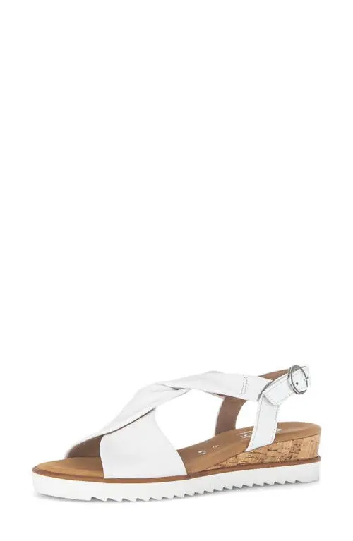 Gabor Ankle Strap Wedge Sandal - White