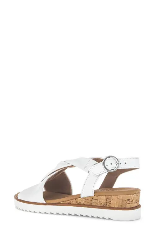 Gabor Ankle Strap Wedge Sandal - White