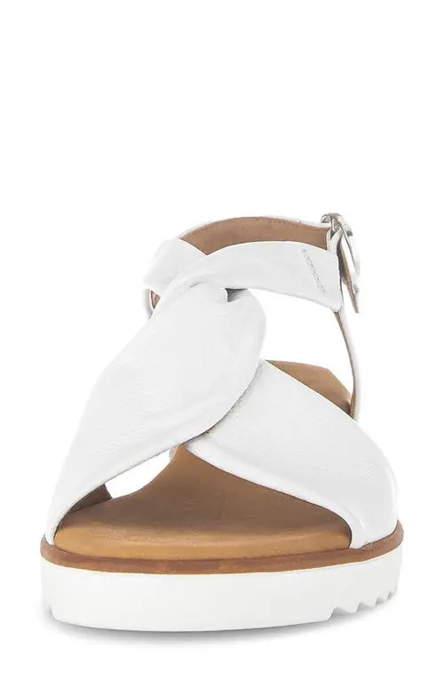 Gabor Ankle Strap Wedge Sandal - White