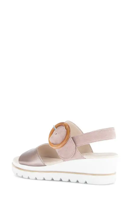Gabor Quarter Strap Wedge Sandal - Dark Rose