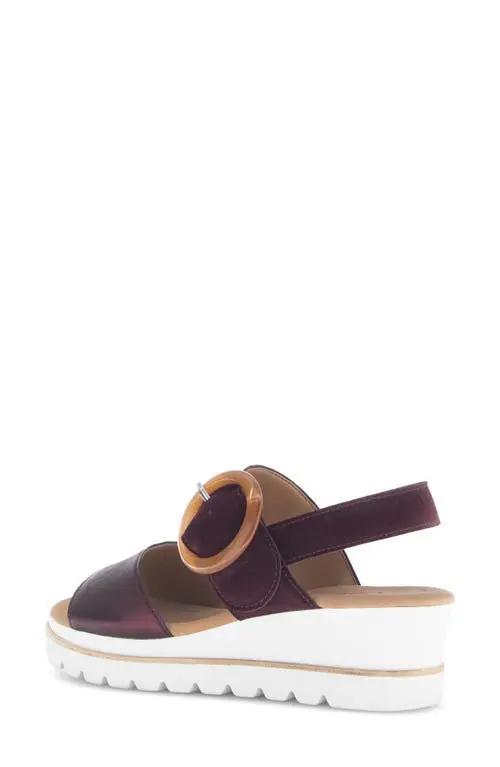 Gabor Quarter Strap Wedge Sandal - Mulberry