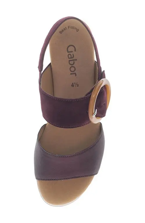 Gabor Quarter Strap Wedge Sandal - Mulberry