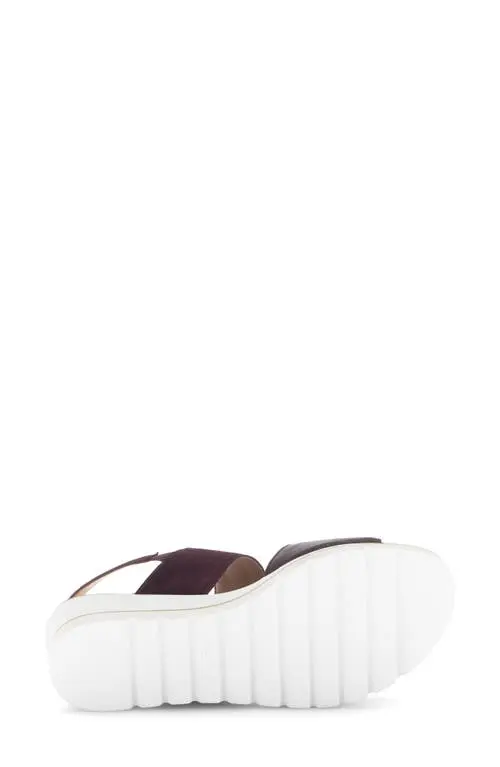 Gabor Quarter Strap Wedge Sandal - Mulberry