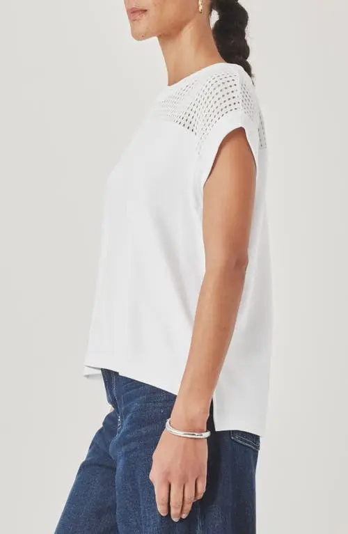 Splendid Jada Pointelle Cap Sleeve T-shirt - White