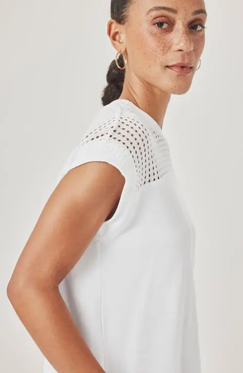 Splendid Jada Pointelle Cap Sleeve T-shirt - White