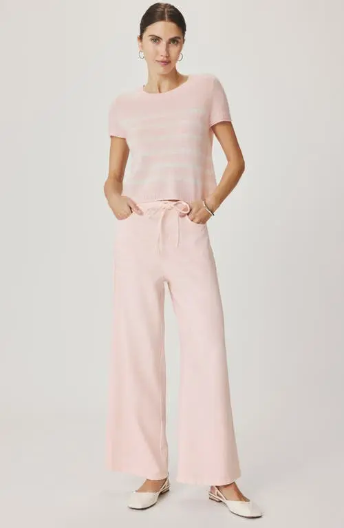 Splendid Emerson Stripe Short Sleeve Sweater - Rose Petal Pink/shell