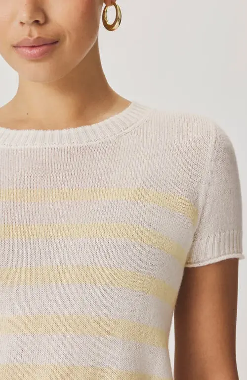 Splendid Emerson Stripe Short Sleeve Sweater - Shell/honeysuckle
