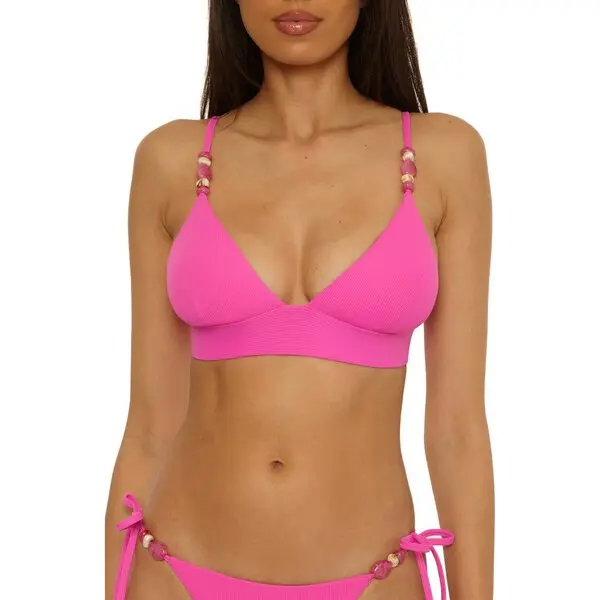 BECCA® By Rebecca Virtue Ribbed Halter Bikini Top - Rose Berry