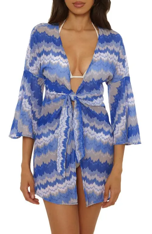 BECCA By Rebecca Virtue Santorini Long Sleeve Cover-up Tunic - Lapis Multi