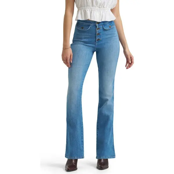 LEEM Exposed Button High-rise Bootcut Jeans