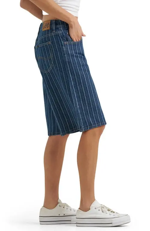 LEEM Stripe Mid-rise Denim Shorts