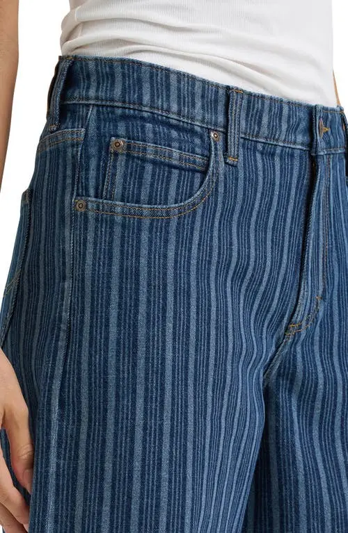 LEEM Stripe Mid-rise Denim Shorts