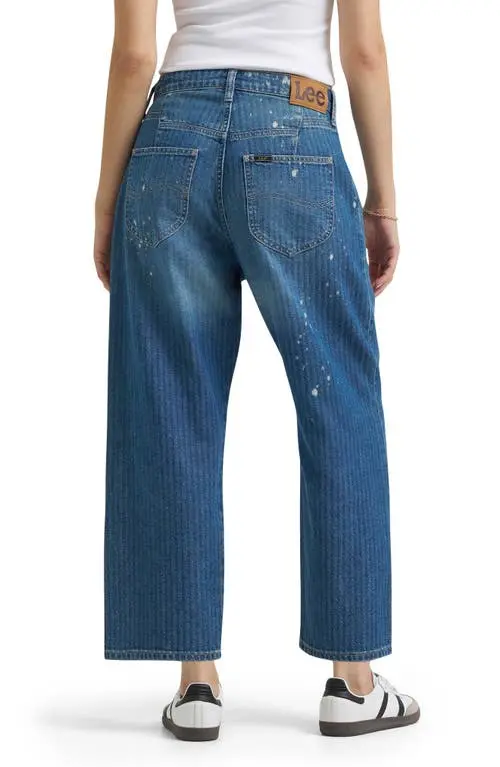 LEEM Bleach Splatter Herringbone Cropped Jeans
