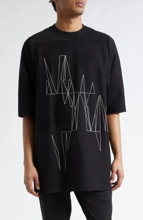 Moncler X Rick Owens Jumbo Embroidered Cotton T-shirt - Black