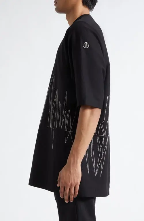 Moncler X Rick Owens Jumbo Embroidered Cotton T-shirt - Black