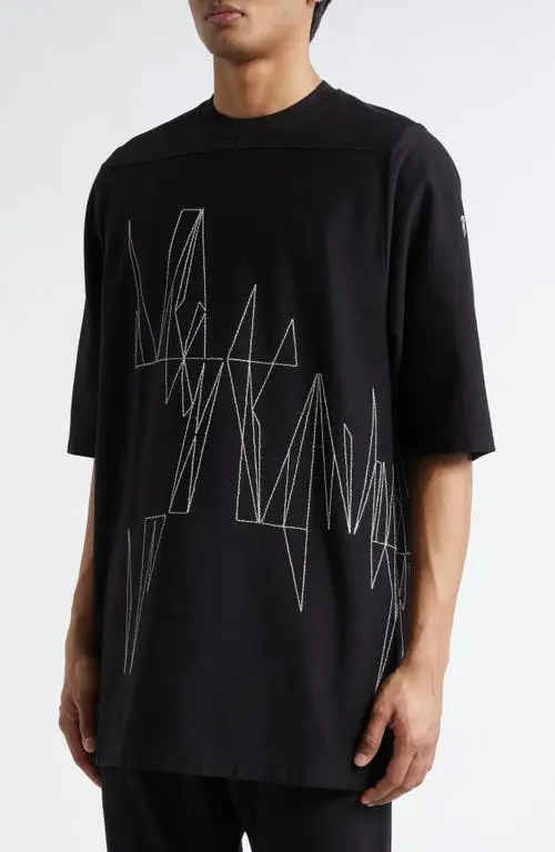 Moncler X Rick Owens Jumbo Embroidered Cotton T-shirt - Black
