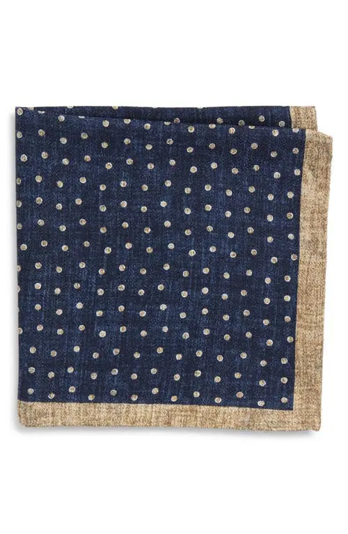JACK VICTOR Thelon Dotted Silk Pocket Square - Navy