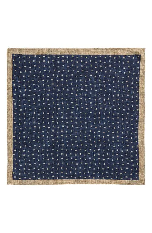 JACK VICTOR Thelon Dotted Silk Pocket Square - Navy
