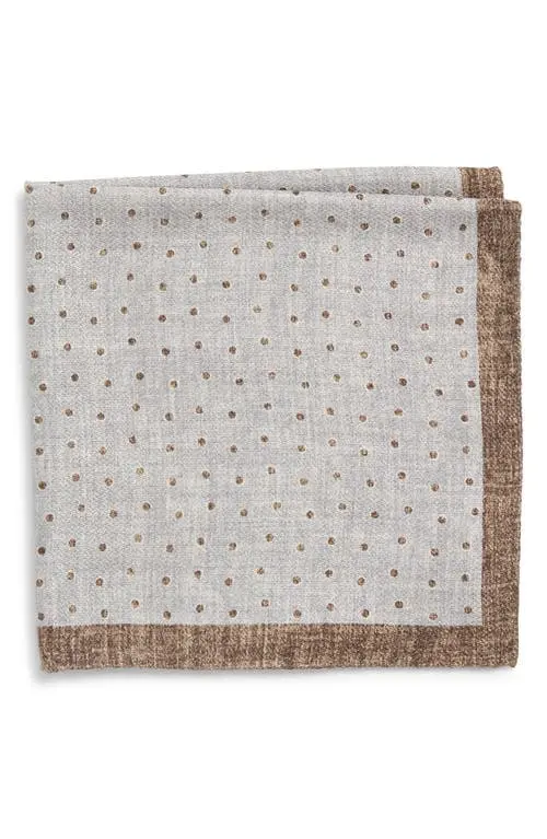 JACK VICTOR Thelon Dotted Silk Pocket Square - Tan