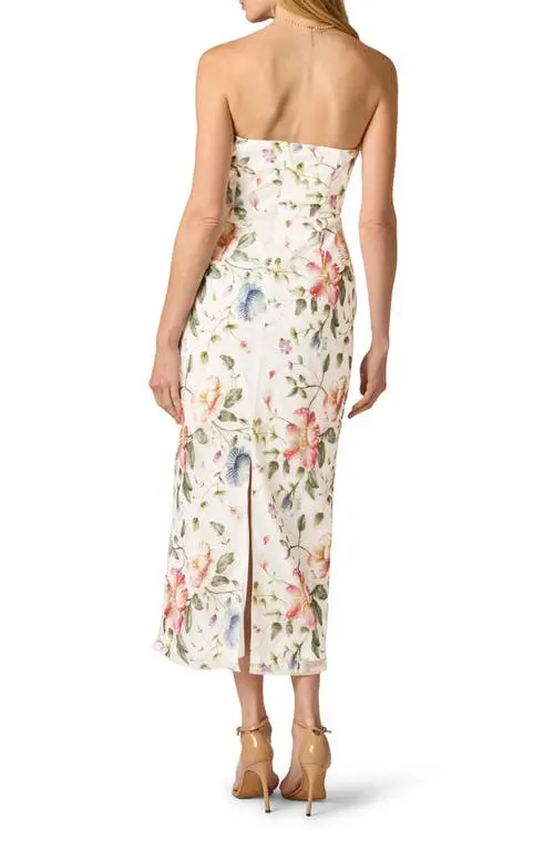 Adrianna Papell Strapless Embroidered Column Gown