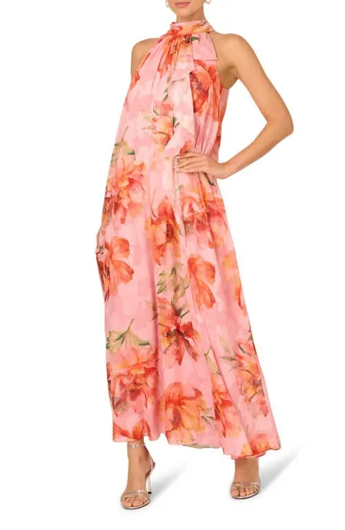 Adrianna Papell Printed Halter Trapeze Gown