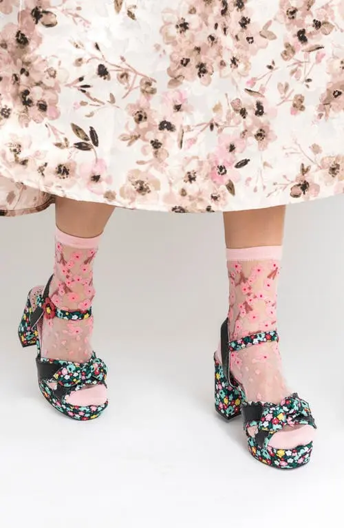 SOCK CANDY Floral Sheer Crew Socks