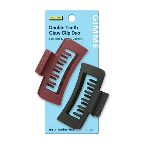 GIMME BEAUTY Rectangle Double Teeth Claw Clips - Brown