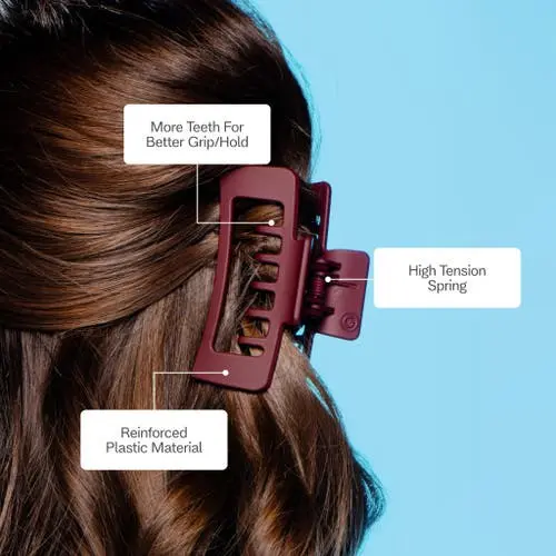 GIMME BEAUTY Rectangle Double Teeth Claw Clips