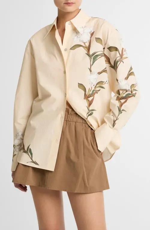 Vince Iris Print Longline Shirt - Ecru