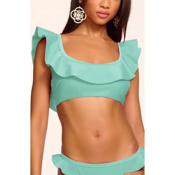 Ramy Brook Letty Ruffle Bikini Top - Seaglass