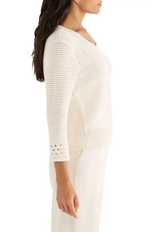 NIC+ZOE Edged Pop Stitch Sweater - Coconut