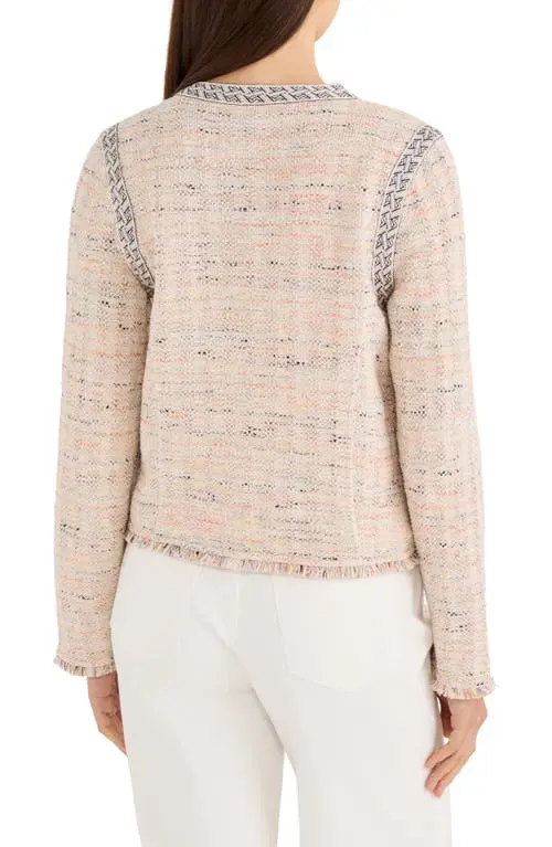 NIC+ZOE Fringe Trim Cotton Blend Jacket