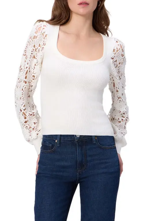 Paige Lace Sleeve Organic-cotton Blend Sweater - Ivory