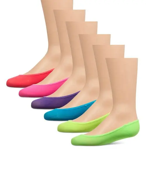 MEMOI Microfiber Liner Socks 6-pack - Neon Brights