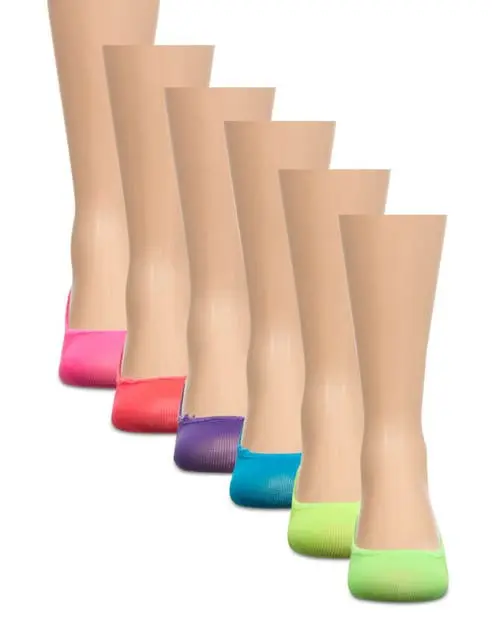 MEMOI Microfiber Liner Socks 6-pack - Neon Brights