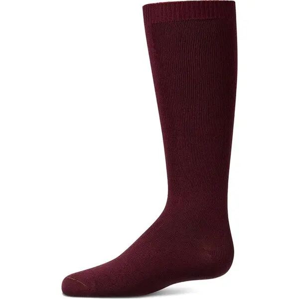 MEMOI Ribbed Knee High Socks - Burgundy