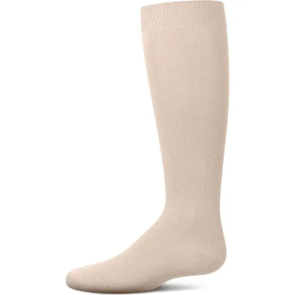 MEMOI Ribbed Knee High Socks - Latte