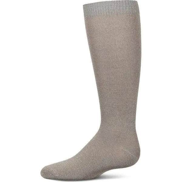 MEMOI Ribbed Knee High Socks - Silver Lurex