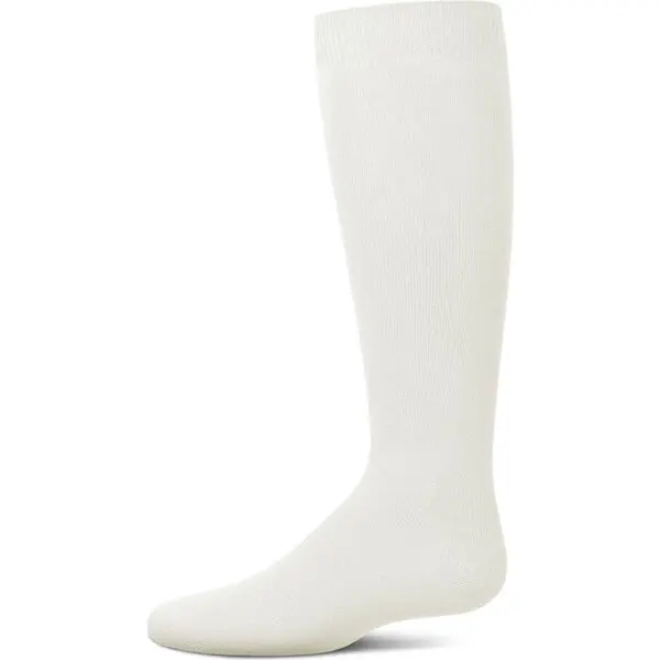 MEMOI Ribbed Knee High Socks - Winter White