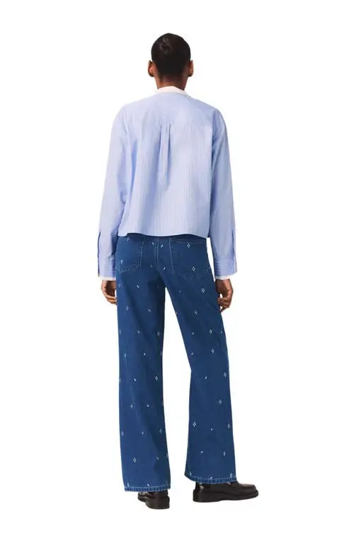 Maje Wide Leg Rhinestone Jeans