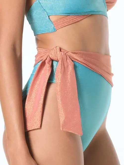 Vince Camuto High Waist Side Tie Bikini Bottom With Sparkle Texture