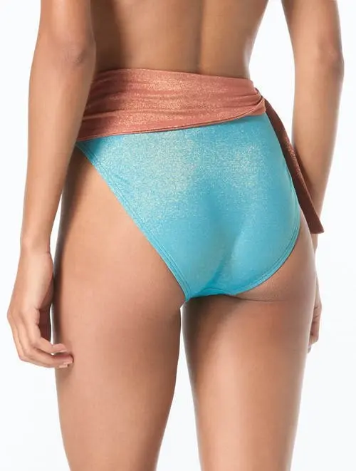 Vince Camuto High Waist Side Tie Bikini Bottom With Sparkle Texture