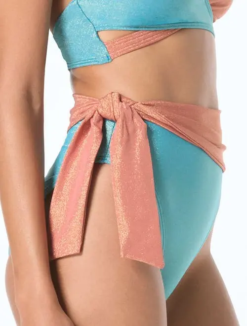 Vince Camuto High Waist Side Tie Bikini Bottom With Sparkle Texture
